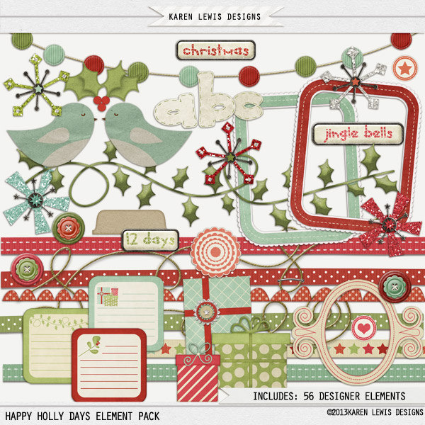 happy holly days element pack - Digital Scrapbooking HQ