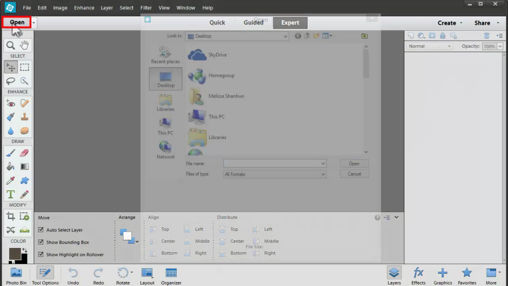 Create A Scrapbook Layout With A Template - 03 CLick Open button ...